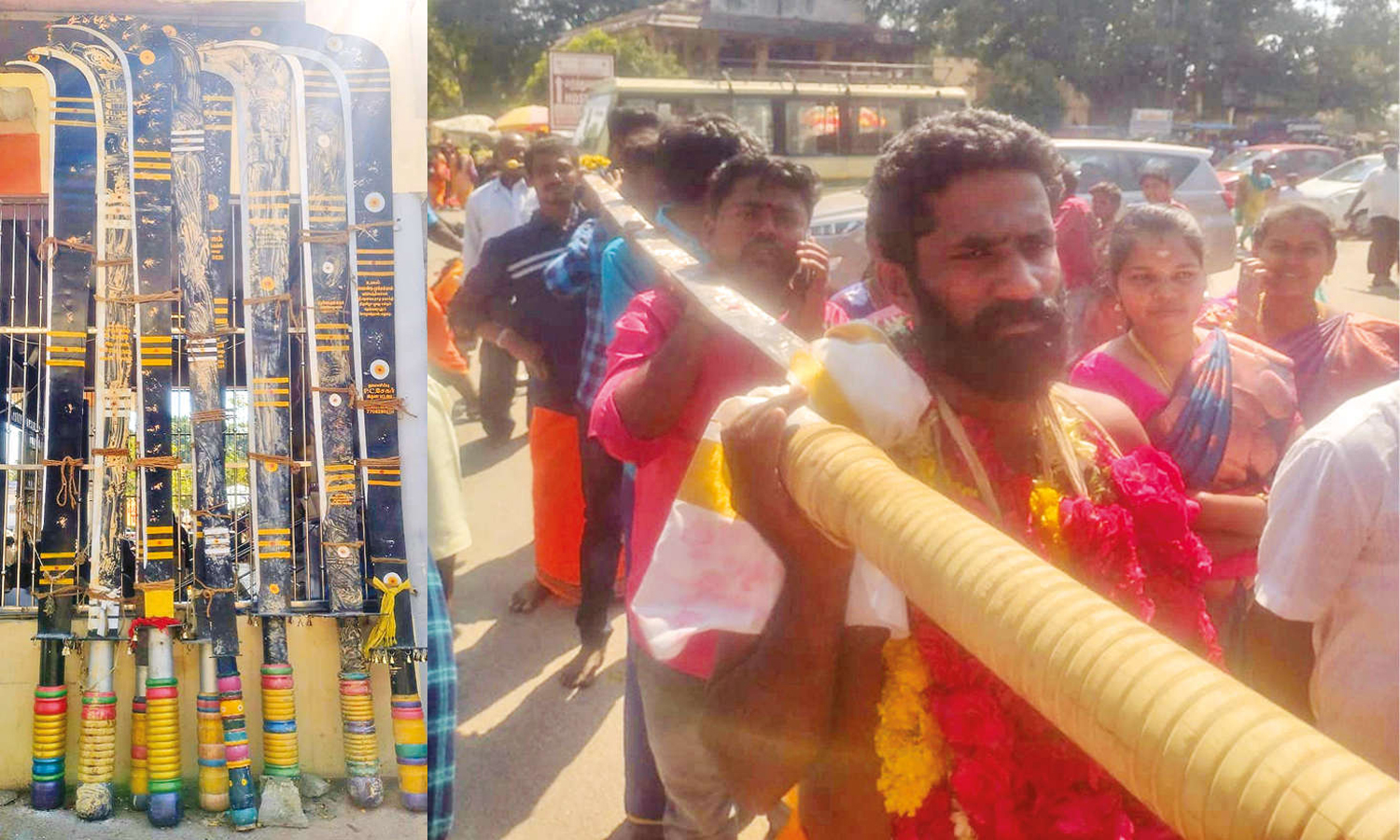 அழகர்கோவில் பதினெட்டாம்படி கருப்பணசுவாமிக்கு 18 அடி நீள அரிவாள் ...