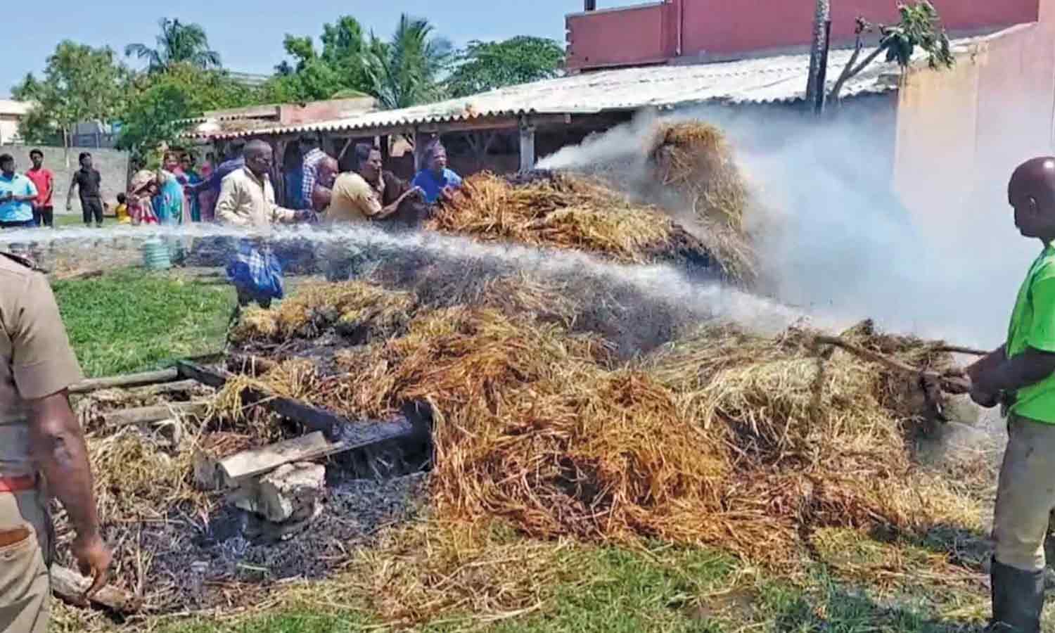 வைக்கோல் போர் எரிந்து நாசம் | The straw war was destroyed by fire