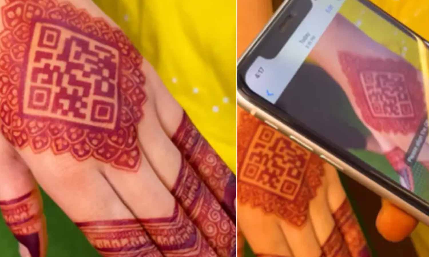 மணப்பெண் கையில் 'கியூஆர்' கோடுடன் மெஹந்தி: மொய் வசூலில் டிஜிட்டல் ...