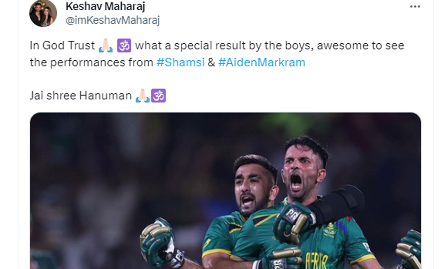 'ஜெய் ஸ்ரீ ஹனுமான்' - இன்ஸ்டாவில் பதிவிட்ட கேசவ் மகாராஜ் | Keshav ...