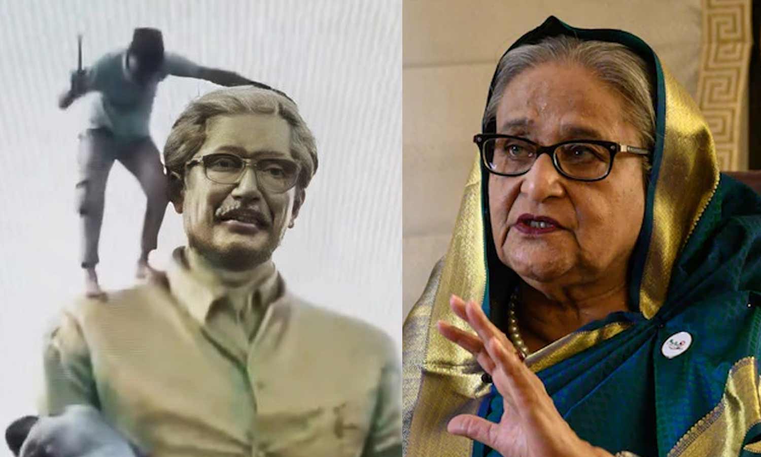 தந்தை சிலையை சேதப்படுத்தியதற்கு நீதி கேட்கும் ஷேக் ஹசீனா/ Sheikh hasina ...