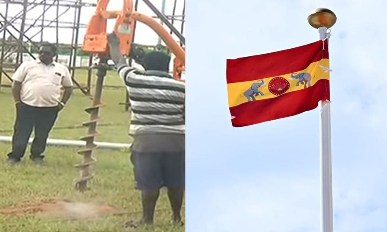 100 feet high flagpole at the first conference of the TVK- த.வெ.க முதல் மாநாட்டில் 100 அடி உயர ...